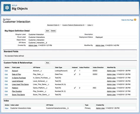 Define Custom Big Objects Salesforce Trailhead