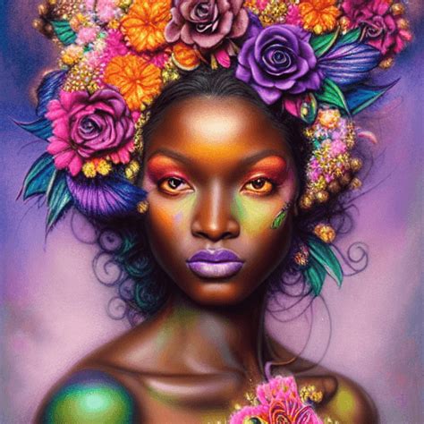 Dark Skinned Woman Made Of Flowers 4k Graphic · Creative Fabrica