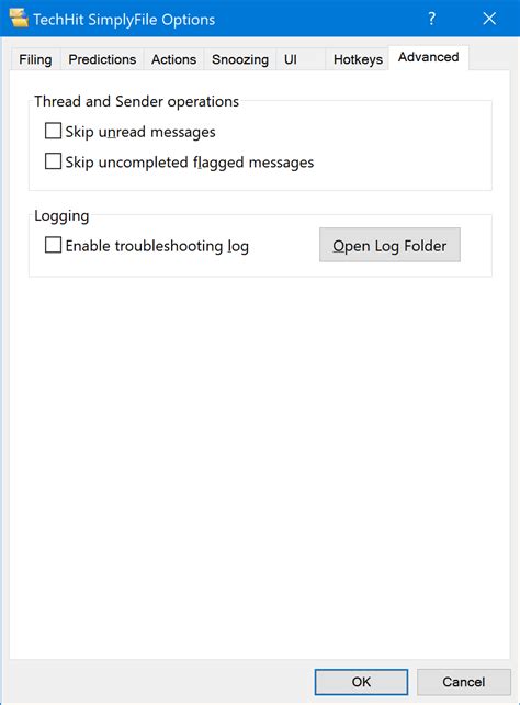 Options Window — Simplyfile Documentation