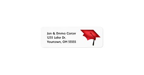Graduation Red Cap And Black Tassel Label Zazzle