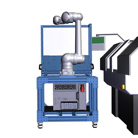 Yaskawa Hc10 Mobile Machine Tending Workstation With Angled Tray Vention