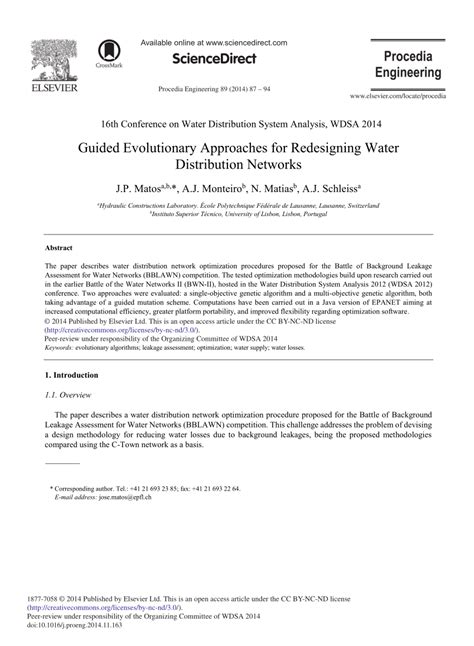 Pdf Redesigning Water Distribution Networks Using A Guided