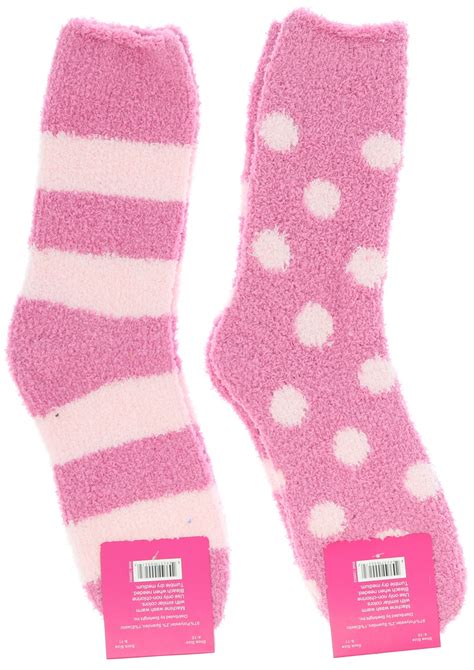 Everbright Womens Classic Fuzzy Socks 2 Pack Soft Pink
