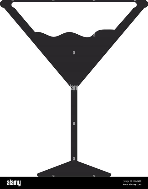 Silhouette Monochrome With Drink Cocktail Glass Vector Illustration