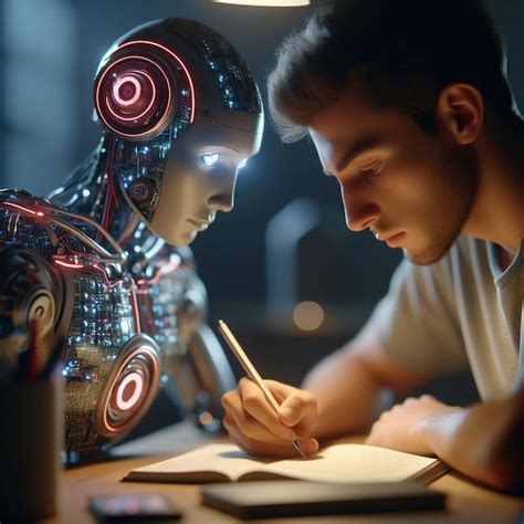 Premium Photo Robotic Scholar Intricate Details Of Shared Learning