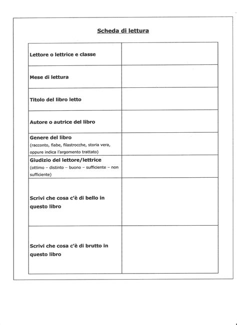 Scheda Di Lettura Unascuolait
