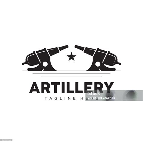 캐논 로고 벡터 전쟁 무기 육군 Altilery 미니멀리스트 빈티지 아이콘 디자인 검에 대한 스톡 벡터 아트 및 기타 이미지