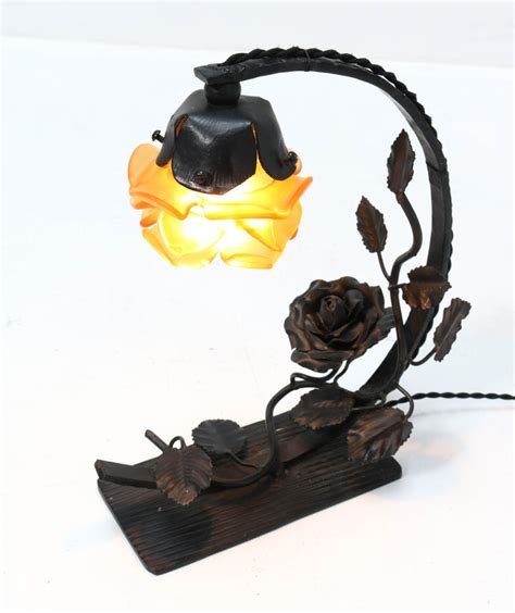 French Art Deco Wrought Iron Table Lamp 1930s At 1stdibs