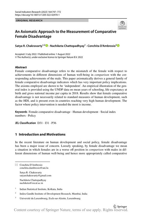 An Axiomatic Approach To The Measurement Of Comparative Female