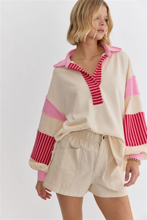 Stripe Color Block Sweatshirt Bronze Seal