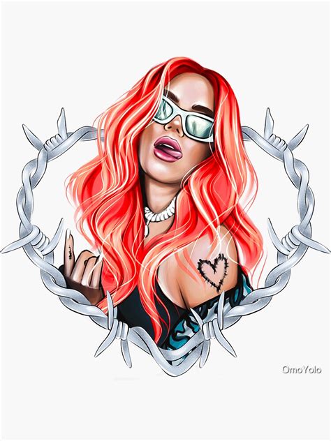 Pegatina Nuevo look de Karol G con Cabello Rojo en el Corazón de