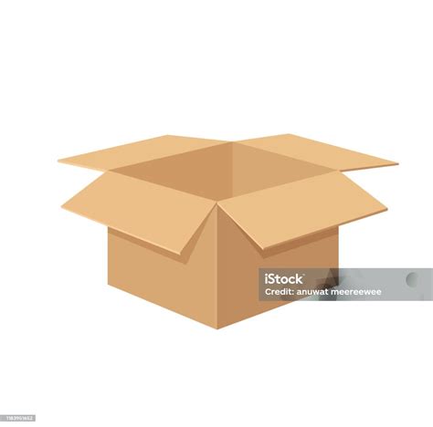빈 상자 벡터 아이콘입니다 흰색 배경에서 빈 소포 상자가 열립니다 나무 상자에 대한 스톡 벡터 아트 및 기타 이미지 나무