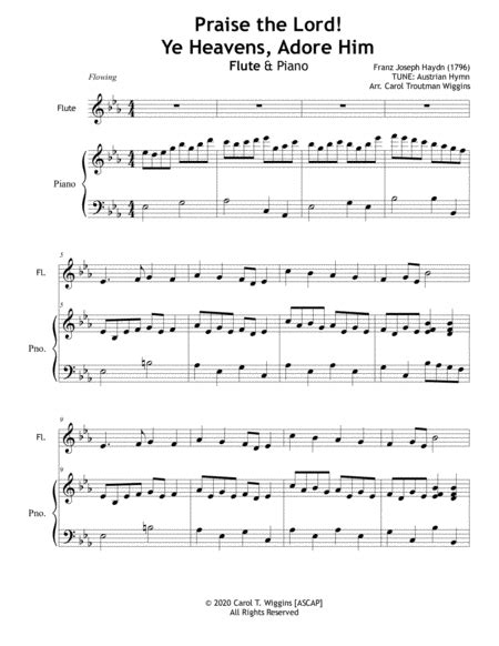 Praise The Lord Ye Heavens Adore Him Flute And Piano Arr Carol