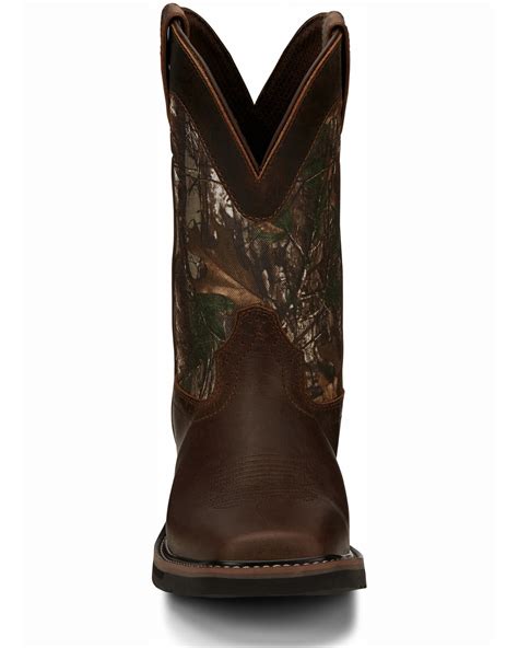 Justin Mens Trekker Waterproof Western Work Boots Soft Toe Brown
