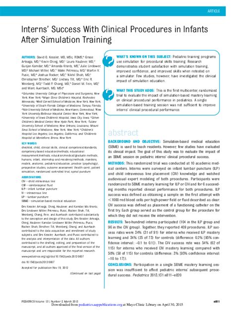 Pdf The Effect Of A Simulation Based Mastery Learning Intervention On Pediatric Interns