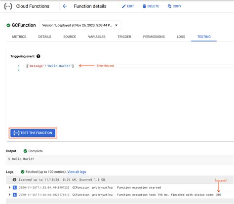 cloud functions qwik start console gsp081