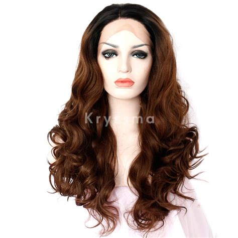 Ombre Brown Wavy Synthetic Lace Front Wigs Giacinta