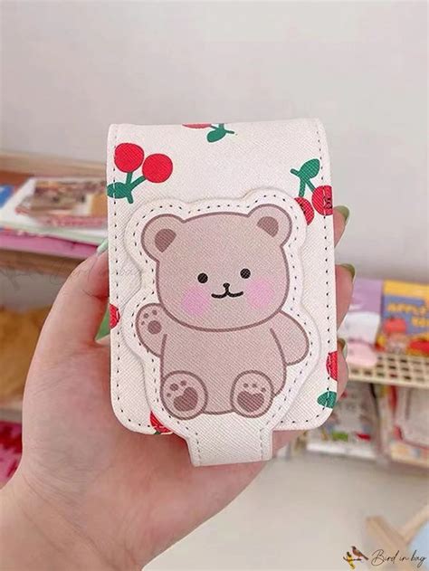 Bird In Bag Exquisite Bear Shaped Lipstick Pouch With Mirror Mini