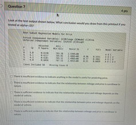 Solved Question 7 4 Pts Look At The Test Output Shown Below