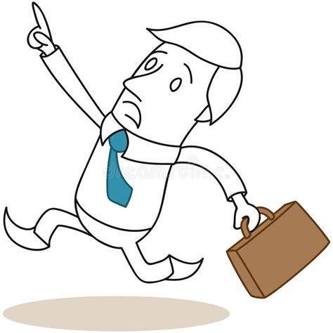 Rushing Cartoon Businessman With Panicky Look Stock Vector