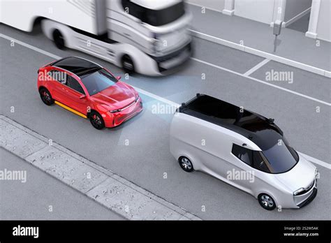 illustration of automatic braking to avoid a rear end collision