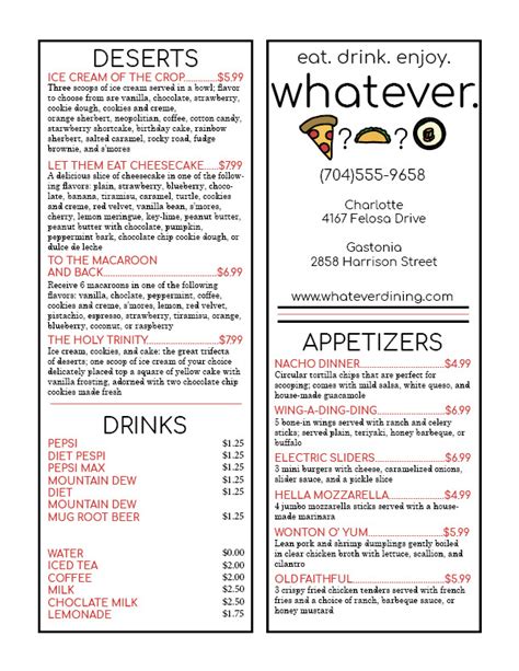 Fake Menu On Tumblr
