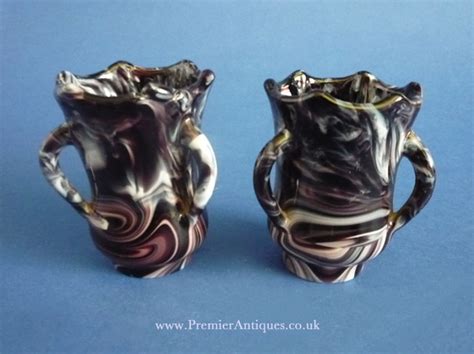 Premier Antiques Pair Of Sowerby Purple Slag Glass Vases