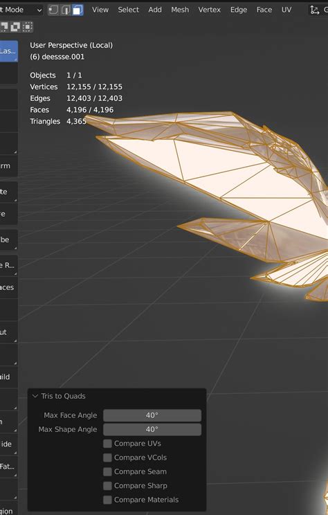tris to quads not working technical support blender artists community