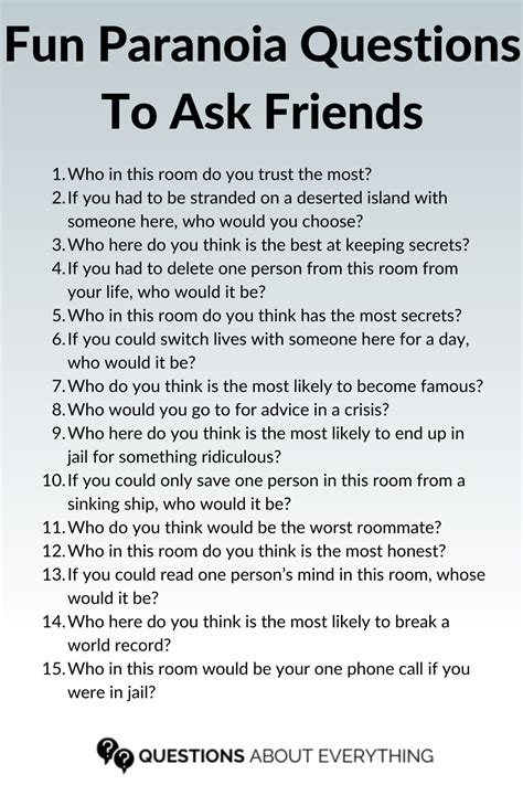 Fun Paranoia Questions To Ask Friends In Fun Games For Teenagers Question Game For