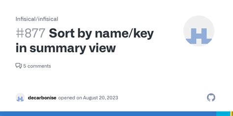 Sort By Name Key In Summary View Issue 877 Infisical Infisical
