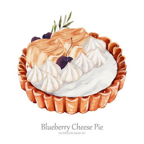 Premium Vector Blueberry Cheese Pie Watercolor Vector Element Design