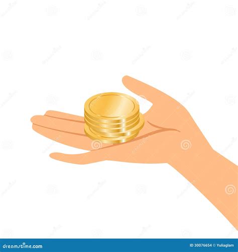 Hands Holding Gold Coins Stock Vector Image Of Coin 30076654