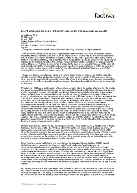 Pdf Queer Figurations In The Media Critical Reflections On The Michael Jackson Sex Scandal