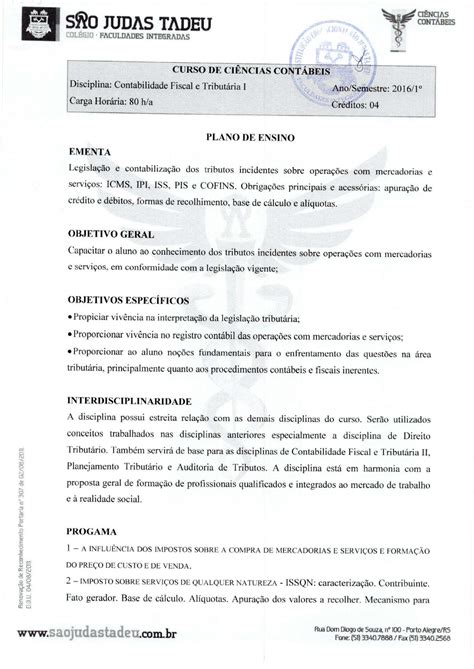 Contabilidade Fiscal E Tributaria I Seminário Interdisciplinar A