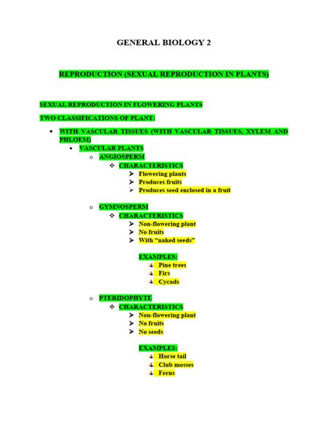 General Biology 2 Reproduction Sexual Reproduction In Plants Pdf