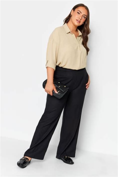 Yours Plus Size Beige Brown Half Placket Collared Blouse Yours Clothing