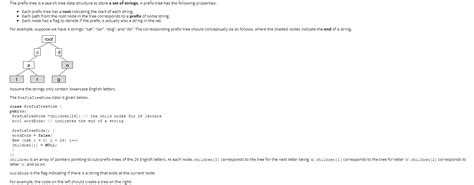 Solved The Prefix Tree Is A Search Tree Data Structure To