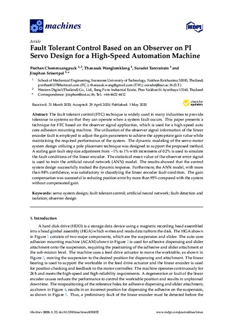 pdf fault tolerant control based on an observer on pi servo design