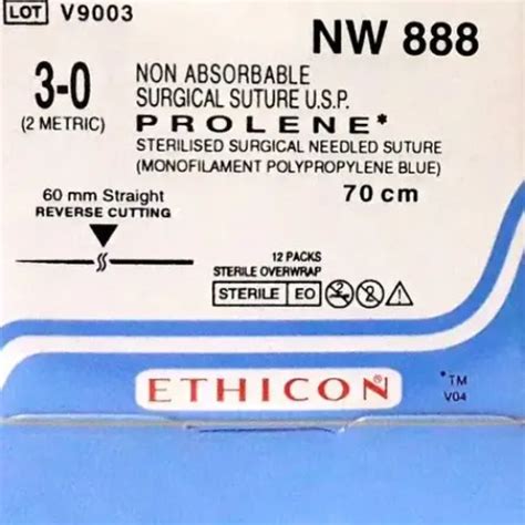 Ethicon Prolene Sutures Usp 3 0 Straight Reverse Cutting Nw888 12 Foils
