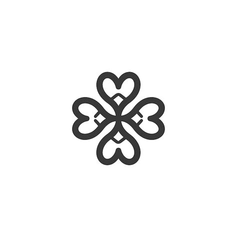 Four Interlocking Heart Shapes Form A Geometric Flower Premium Ai