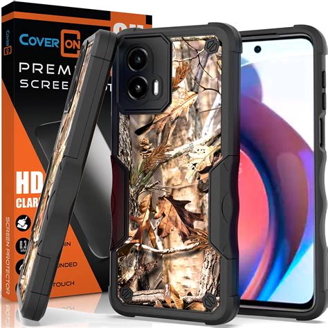 CoverON For Motorola Moto G G Phone Case With Screen Protector Tempered Glass Military
