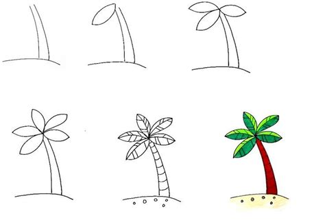 6 Simple Steps To Create A Palm Tree Drawing How To Draw A Palm Tree
