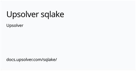 Upsolver Upsolver Sqlake