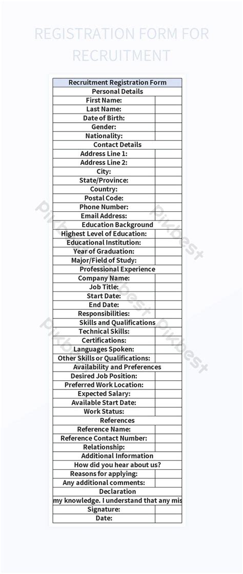 Optimizing Your Registration Form For Efficient Recruitment Excel