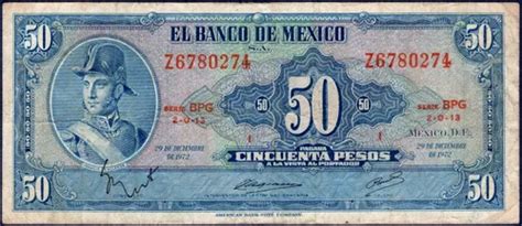50 Pesos 29 12 1972 Billete De México Ignacio Allende MercadoLibre