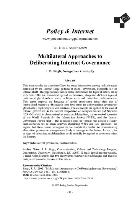 Pdf Multilateral Approaches To Deliberating Internet Governance