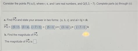 Solved Consider The Points P R S T Where R S And T Are Chegg Com