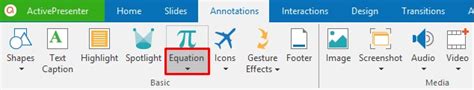 Working With Equations In Activepresenter 7 Atomi Systems Inc