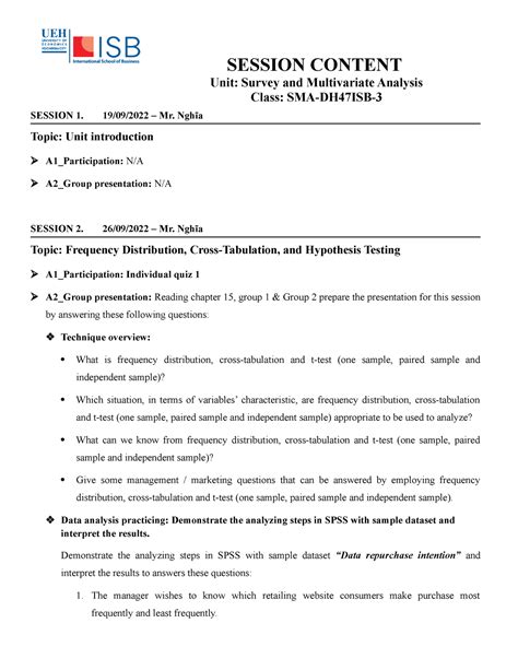 Session Content SMA DH47ISB 3 SESSION CONTENT Unit Survey And