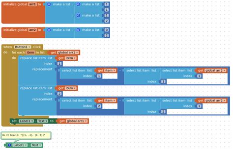 Subtracting 2 Arrays 3 By ABG MIT App Inventor Help MIT App